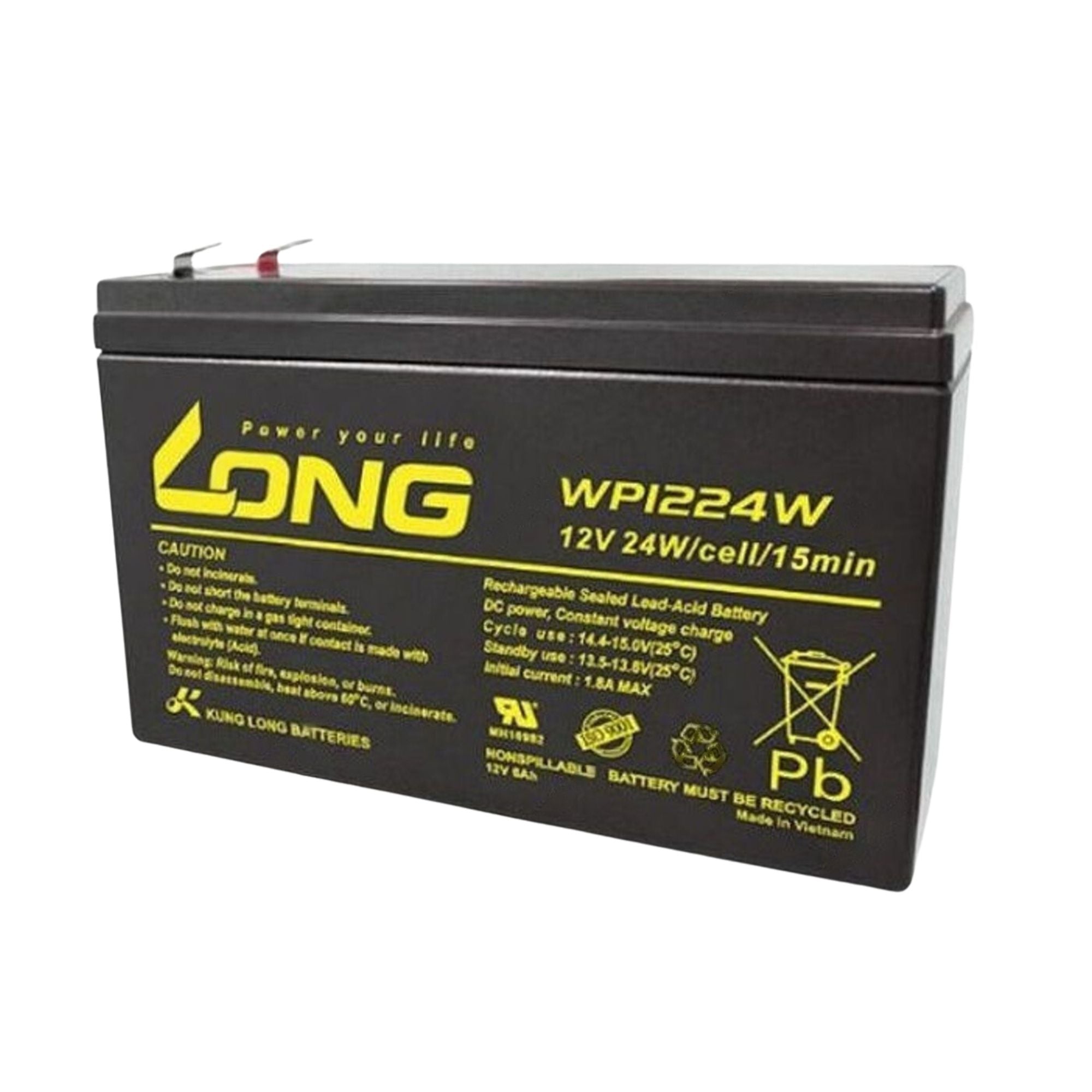 Long WP1224W, 12V, 6Ah Rechargeable Sealed Lead Acid Battery– FMTRD